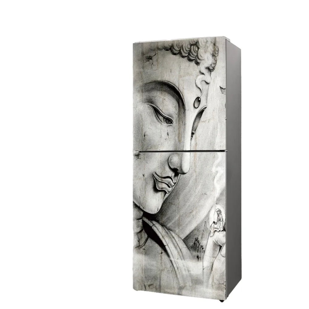 Buddha Art Fridge Sticker Full Door Cover Buddhism Refrigerator ...