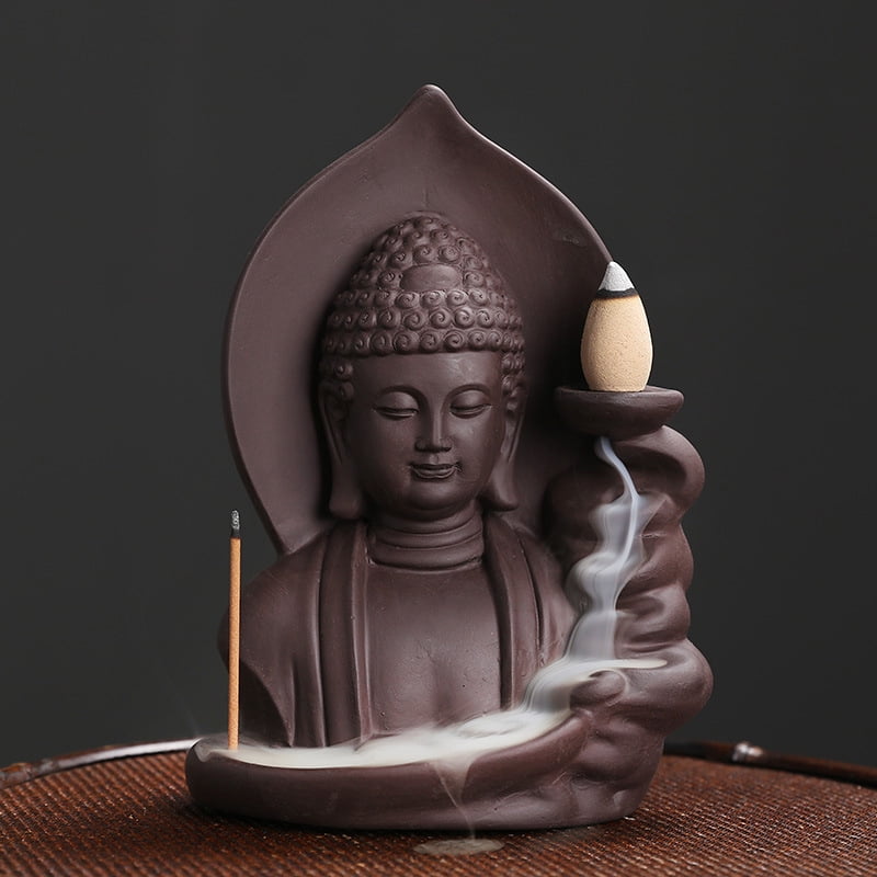 Buddha Backflow Incense Burner Backflow Censer Waterfall Purple Sand ...