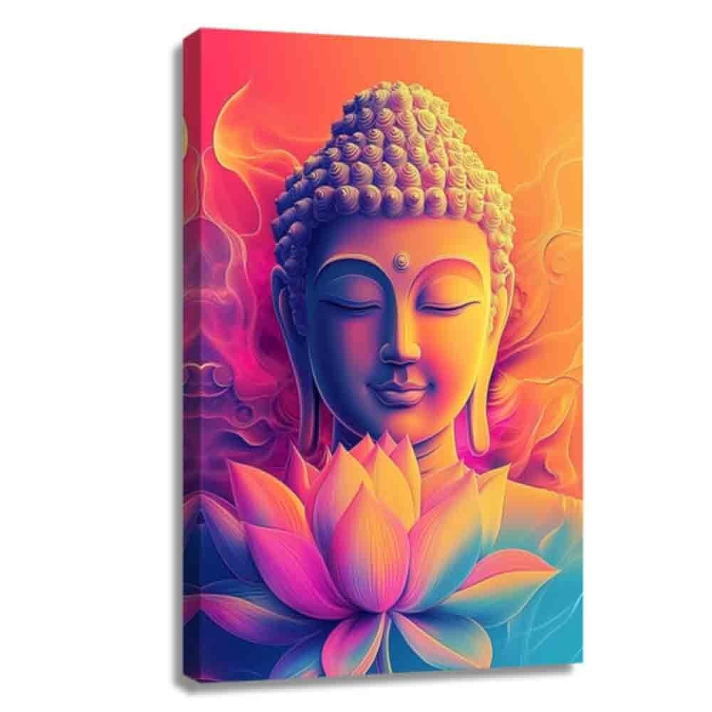 Buddha Canvas Wall Art poster Colorful Buddha Statues with Lotus ...