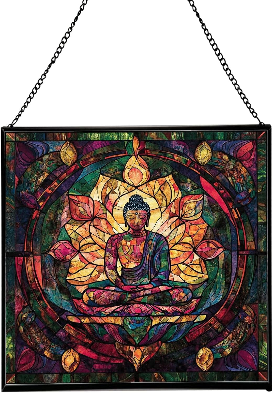 Buddha Cosmic Biology Stained Glass Suncatcher, 8in Square Window ...