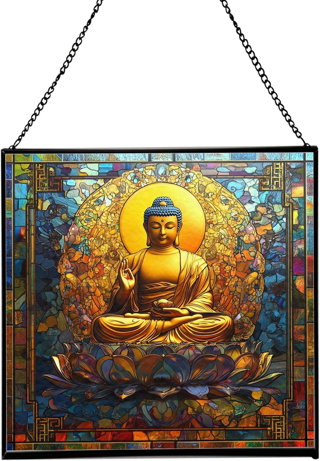 Buddha Cosmic Buddha Stained Glass Suncatcher , 8in Square Window ...