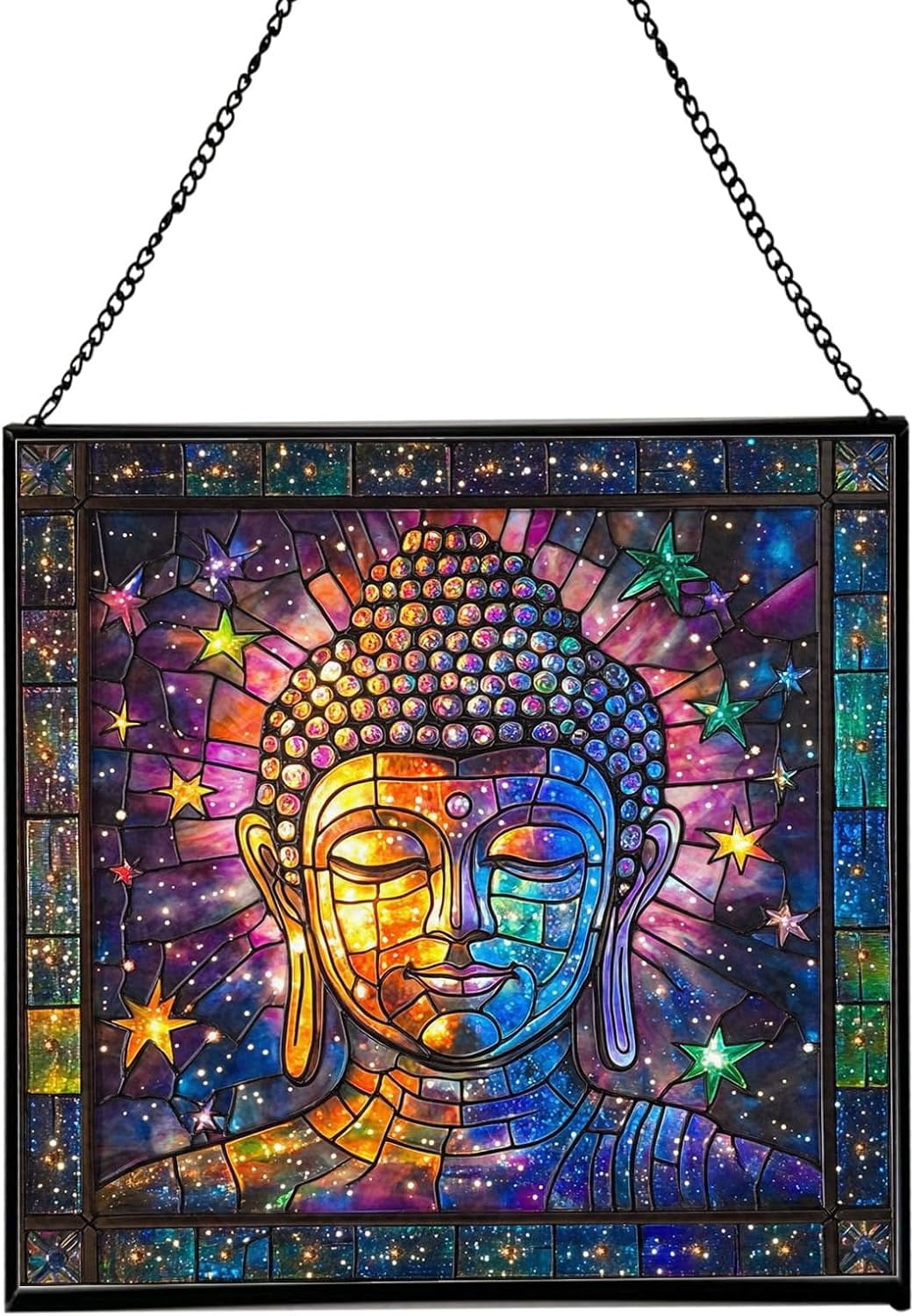 Buddha Cosmic Constellation Stained Glass Suncatcher , 8in Square ...