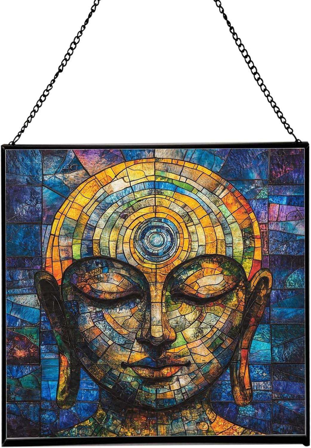 Buddha Cosmic Hurricane Stained Glass Suncatcher , 8in Square Window ...