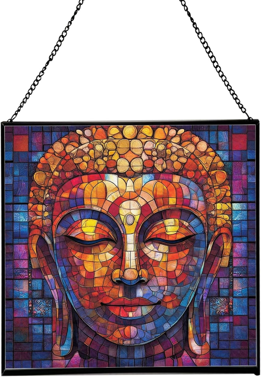 Buddha Cosmic Magnet Stained Glass Suncatcher , 8in Square Window ...
