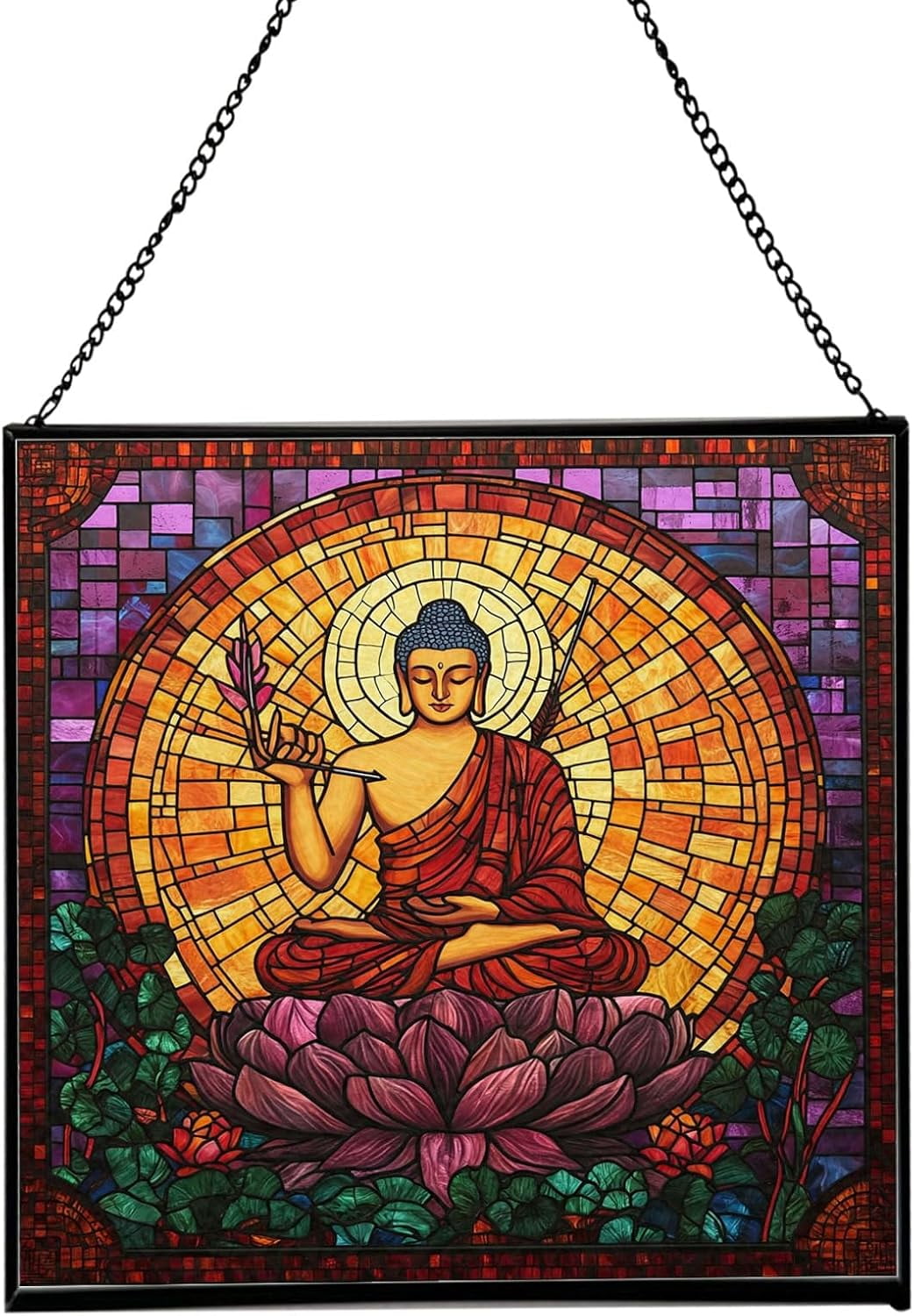 Buddha Dharma Arrow Stained Glass Suncatcher , 8 Inch Real Glass ...