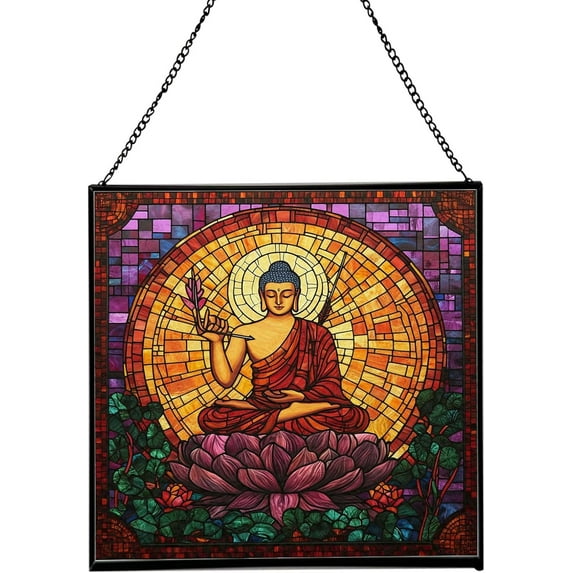 Buddha Dharma Arrow Stained Glass Suncatcher , 8 Inch Real Glass ...
