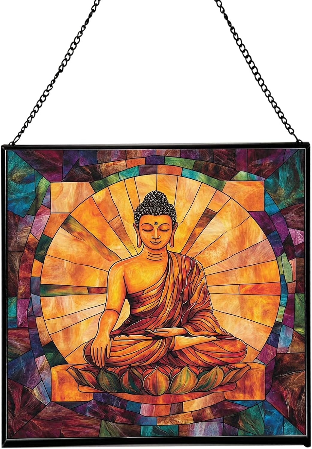 Buddha Dharma Sociology Stained Glass Suncatcher , 8 Inch Real Glass ...