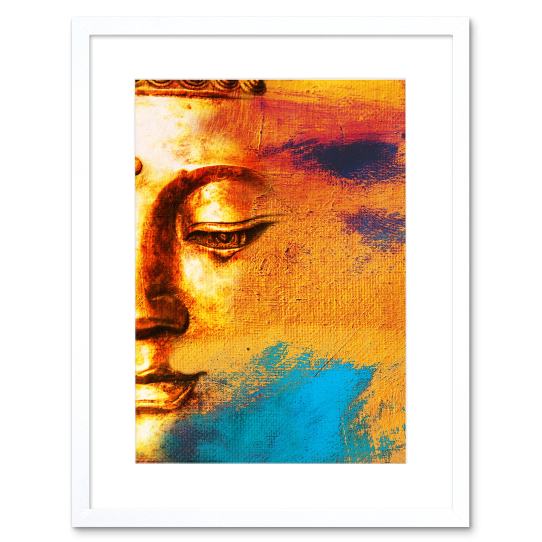 Buddha Face Gold Collage Art Print Framed Poster Wall Decor 9x7 inch ...
