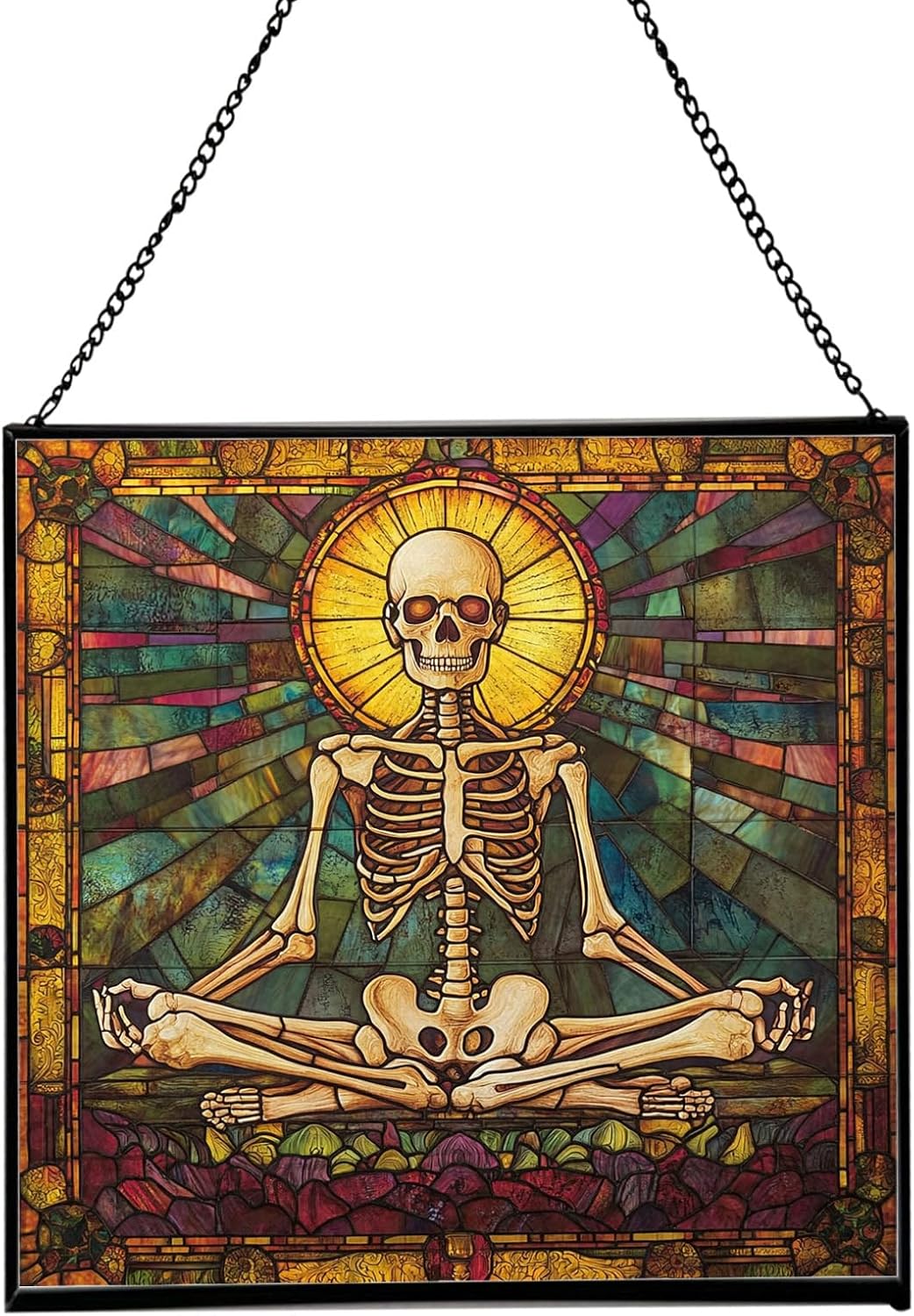 Buddha Fasting Period Stained Glass Suncatcher , 8in Square Window ...