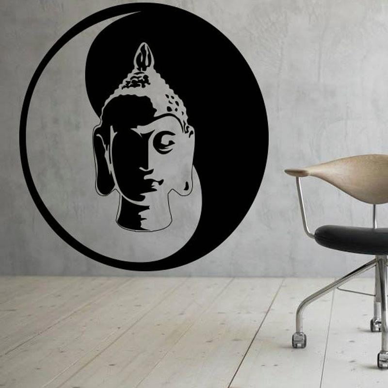 Buddha Head Statue Wall Stickers India Buddhism Sacred Pattern Home ...