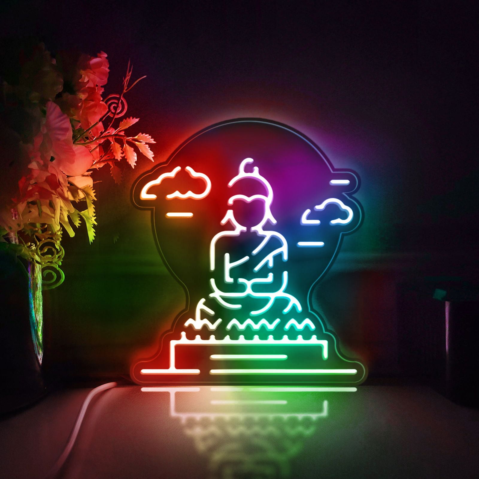 Buddha Led Light Box, Dimmable Neon-Like Light Signs USB Power for Wall ...