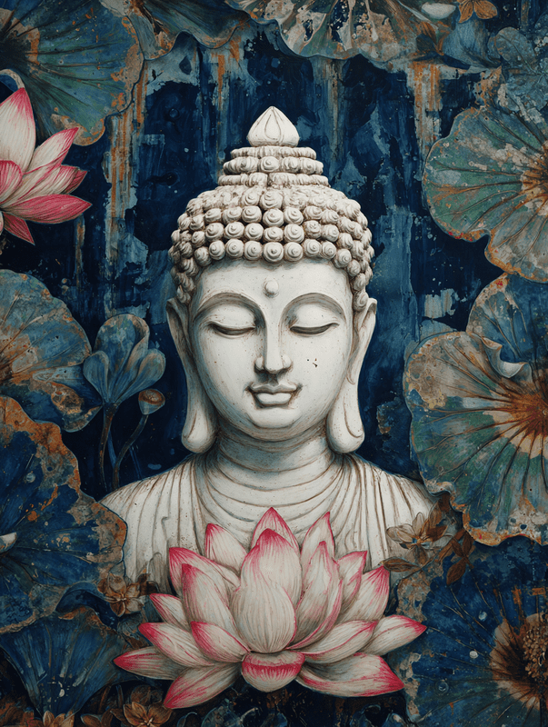 Buddha Lotus Canvas Wall Art, Wall Decor for Living Room Bedroom Office ...