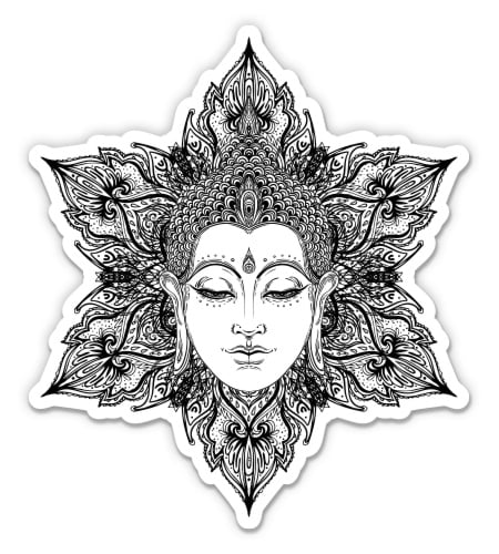 Buddha Lotus Mandala Zen - 3" Vinyl Sticker - For Car Laptop Water ...