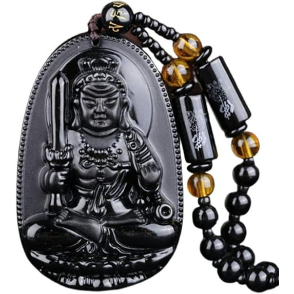 Buddha Necklace Black Obsidian Necklace for Women Good Luck Buddha ...