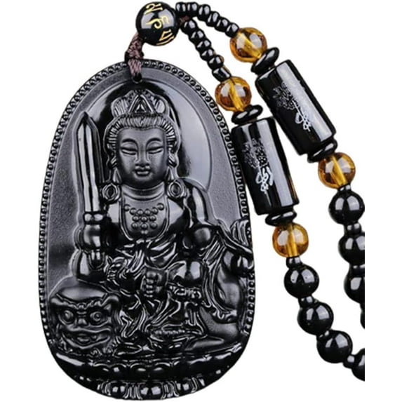 Buddha Necklace Black Obsidian Necklace for Women Good Luck Buddha ...
