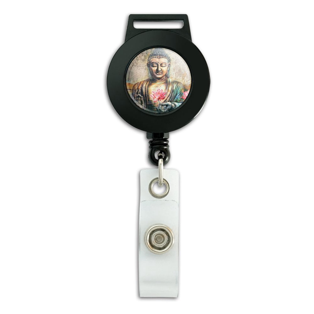 Buddha Pink Lotus Flowers Serenity Lanyard Retractable Reel Badge ID ...