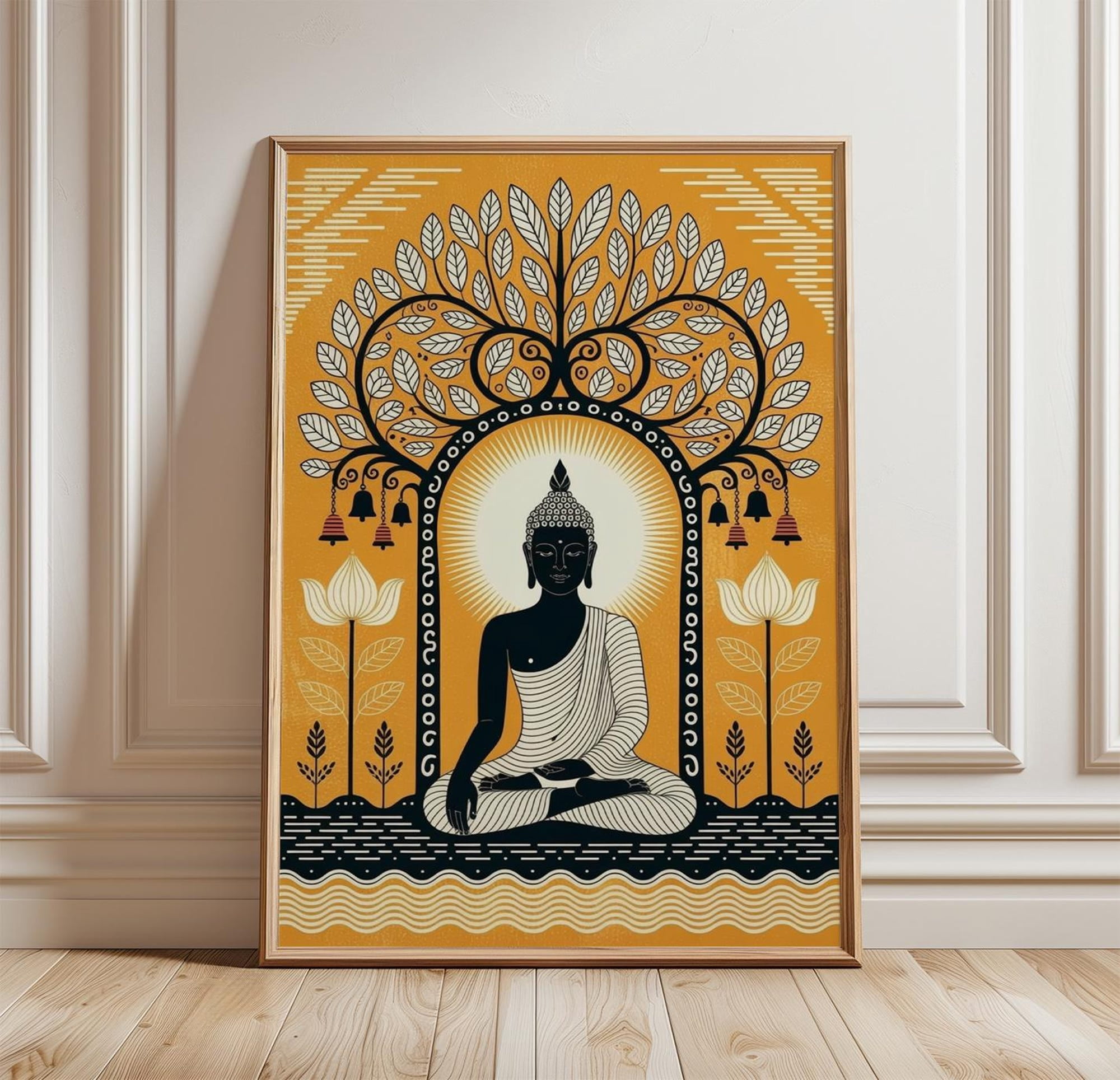 Buddha Poster Spiritual Wall Art Decorative Lotus Meditation Print ...