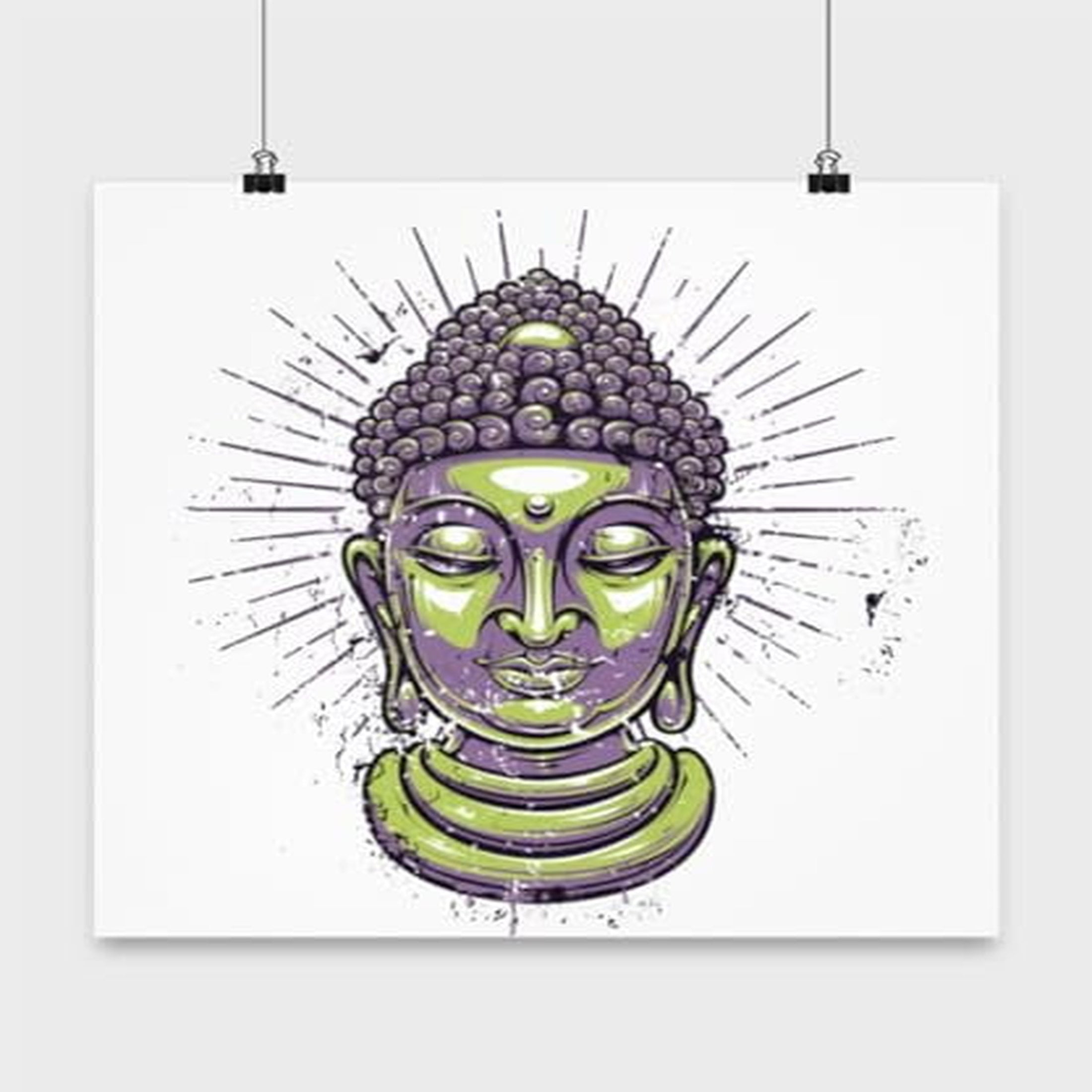 Buddha Poster Wall Art | 13x13in White Buddhism Decor | Religious Gift ...