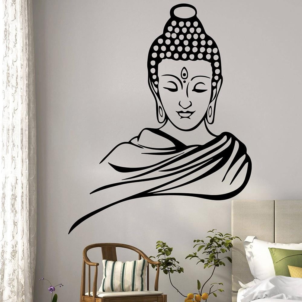 Buddha Religion Wall Sticker Bedroom Living Room Buddhism Meditation ...