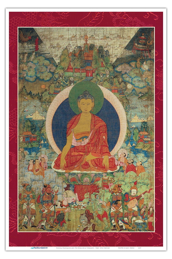 Buddha Shakyamuni and The Miracles at Shravasti - Vintage Tibetan ...