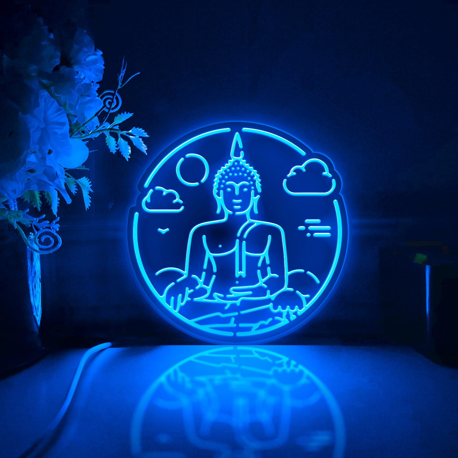 Buddha Statue Led Light Box, Dimmable Neon-Like Light Signs USB Power ...