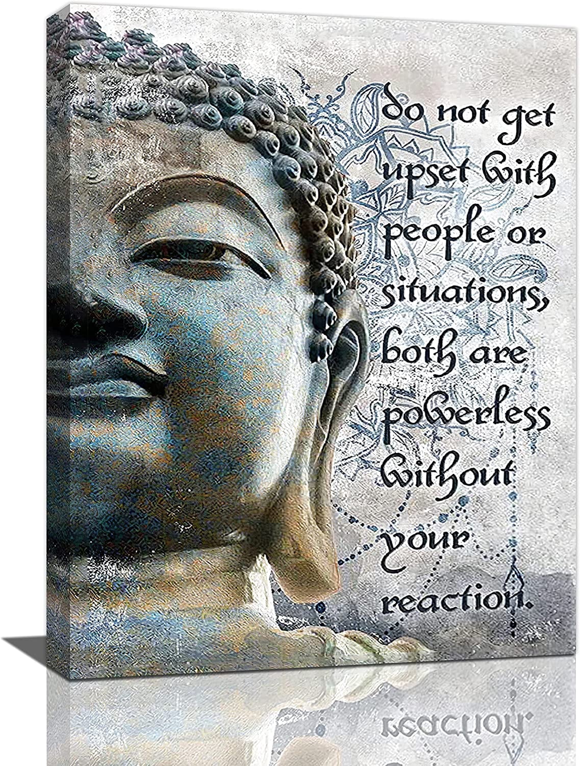 Buddha Statue Wall Art Zen Buddha Wall Decor Inspirational Quotes Gray ...