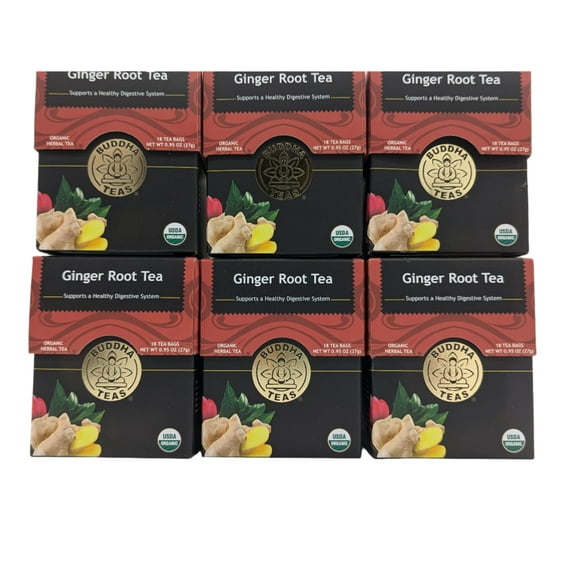 Buddha Teas Organic Ginger Root Tea, 18 Count, Caffeine-Free, Bleach ...