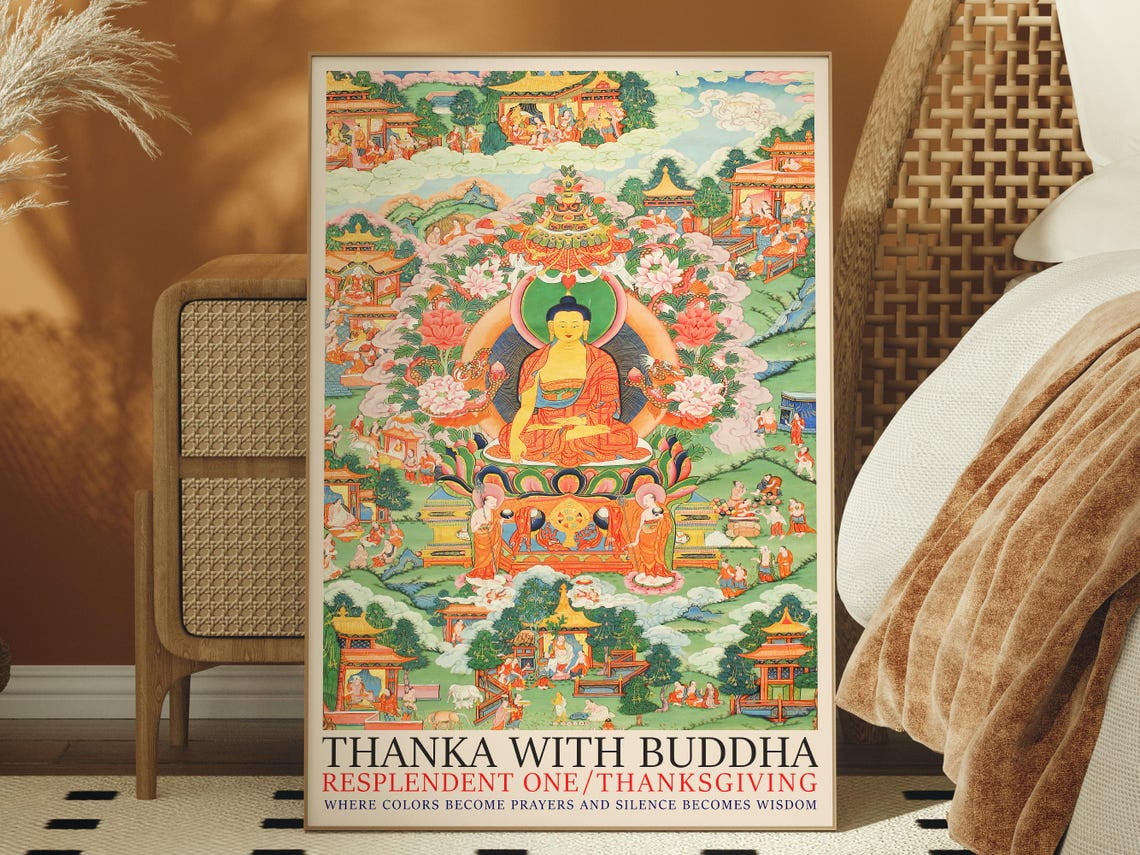 Buddha Thanka Poster Spiritual Wall Art For Yoga & Meditation Spaces ...