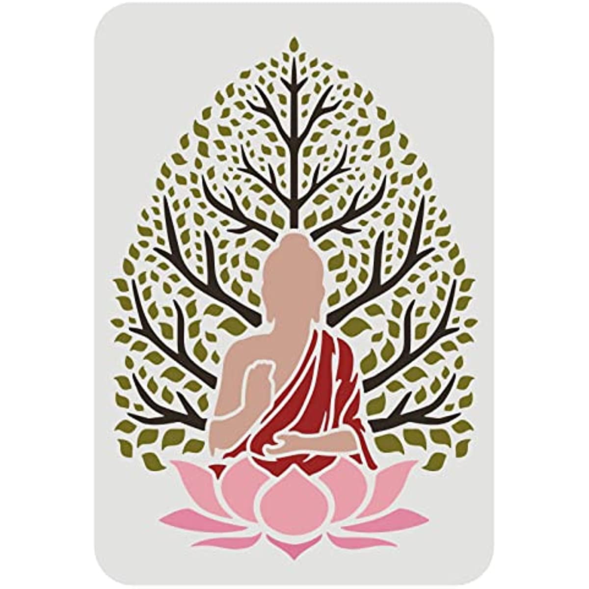 Buddha and Tree Stencil Reusable Buddha Stencil for Painting Sitting ...