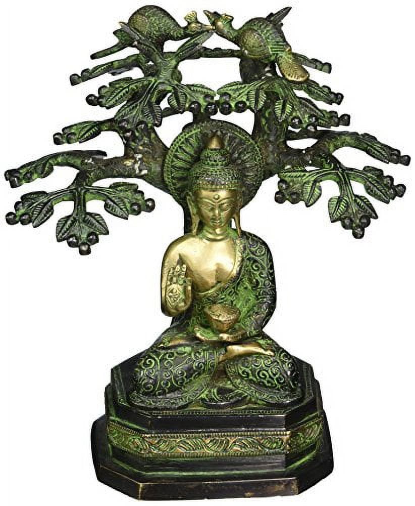 Buddha Under The Bodhi Tree - Brass Statue - Walmart.com