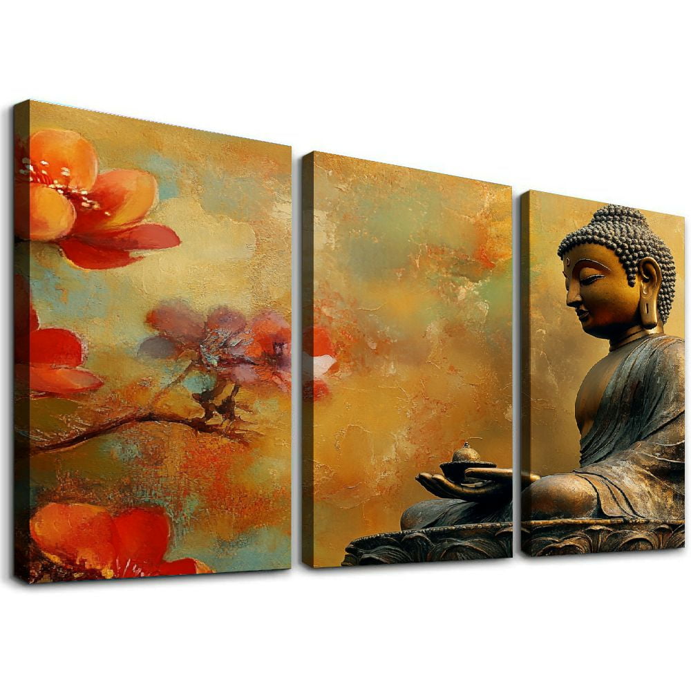 Buddha and Lotus Wall Art - Watercolor Spiritual Prints Set for ...