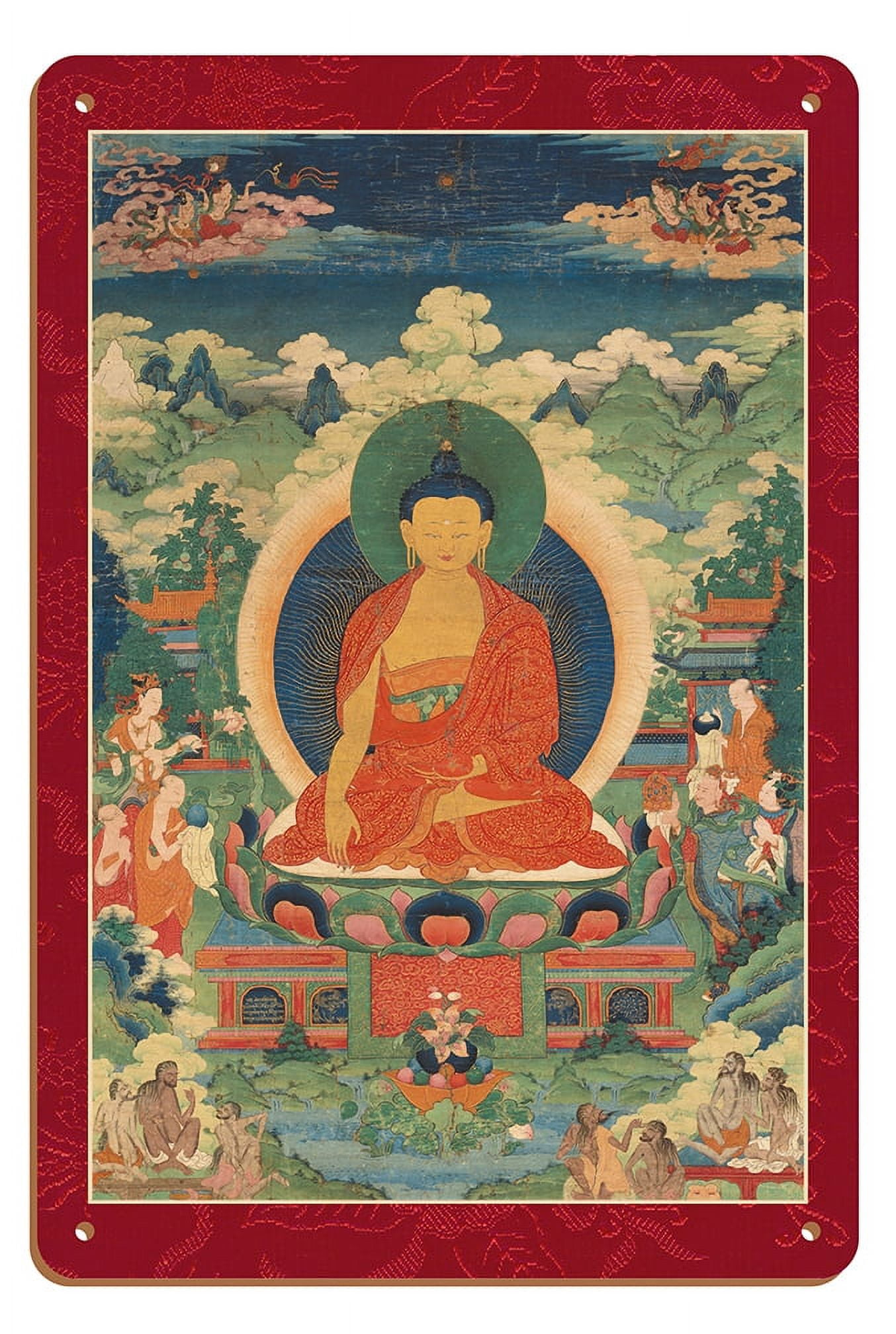 Buddha's Miracles at Shravasti - Vintage Tibetan Thangka Buddhist ...
