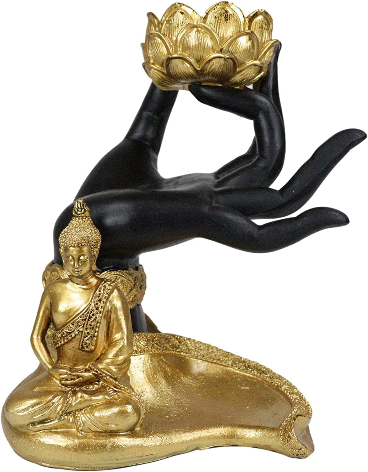 Buddhism Hand Painted Gold Ushnisha Fire Buddha Gautama Meditating by ...