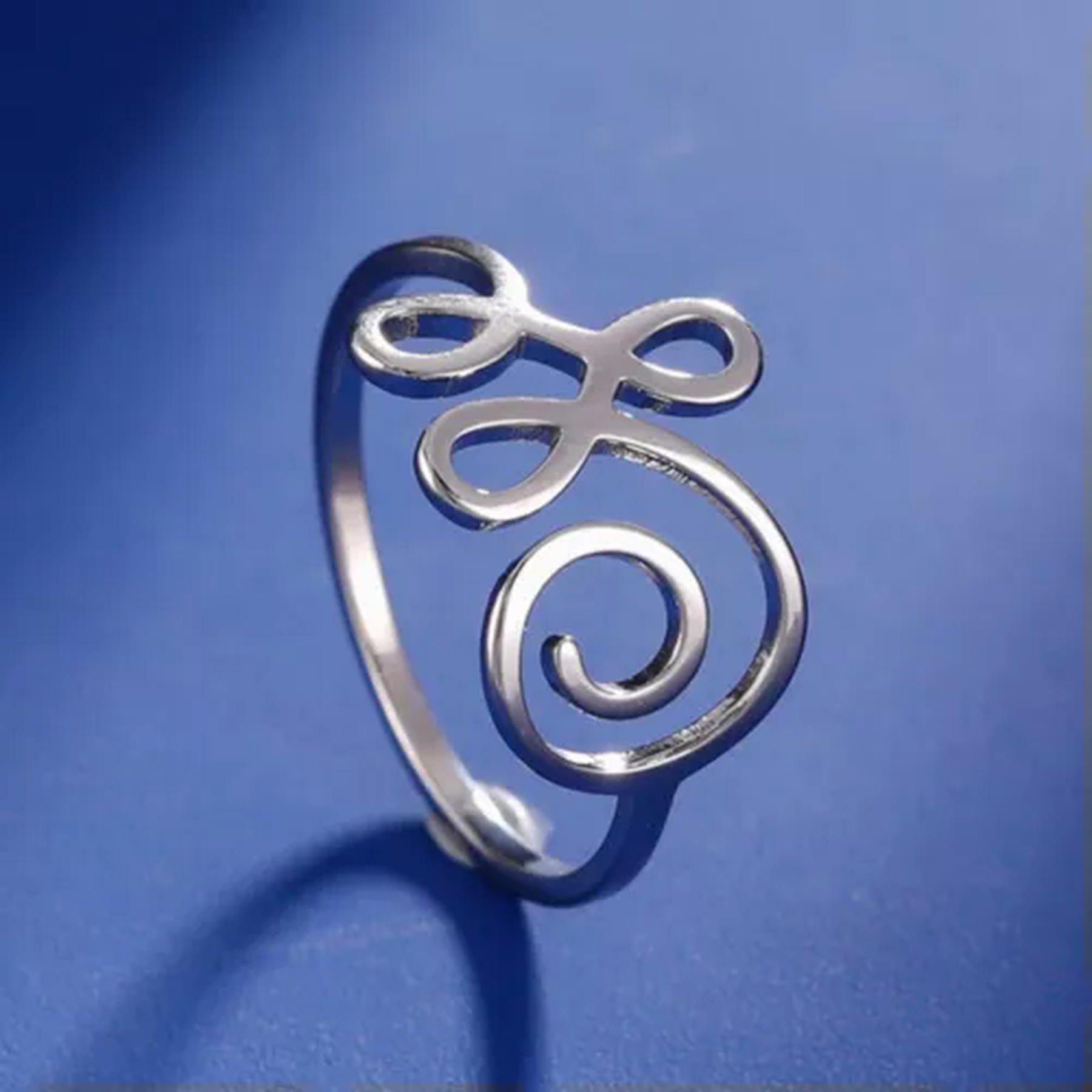 Buddhism OM Unalome Symbol Women Ring Spiritual Lotus Flower Wedding ...