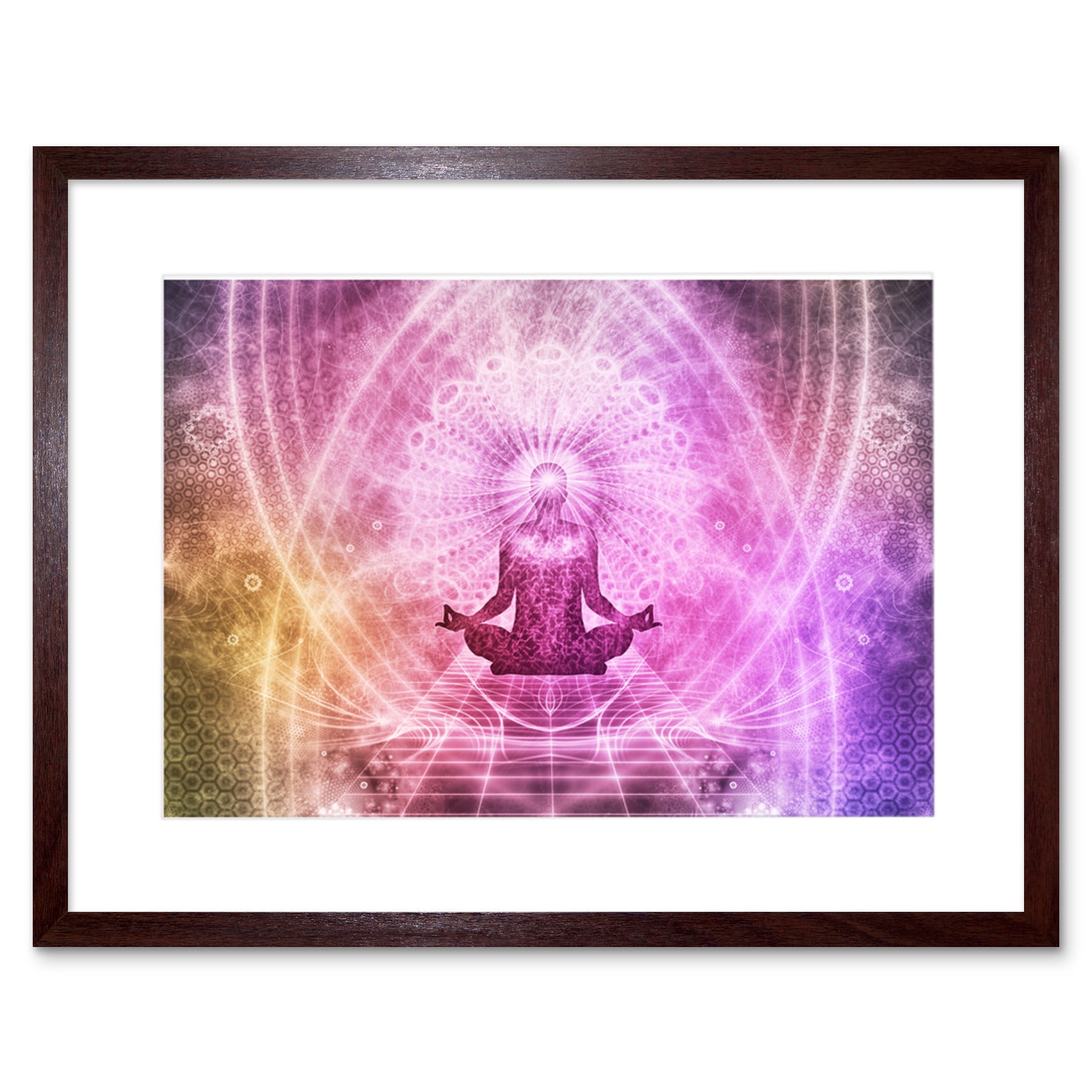 Buddhism Yoga Pose Psychedelic Framed Wall Art Print - Walmart.com