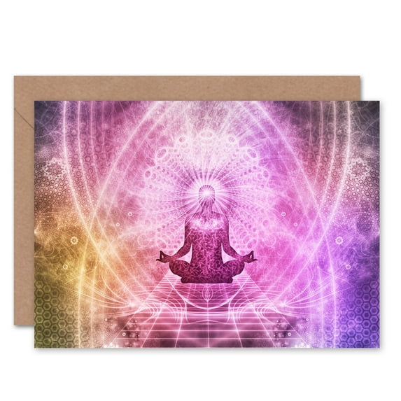 Buddhism Yoga Pose Psychedelic Greetings Card Plus Envelope Blank ...