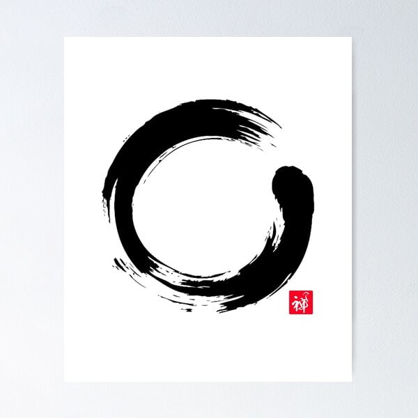 Buddhism Zen Enso Circle With Calligraphy Poster Wall Art, Modern Wall Decor For Living Room ...