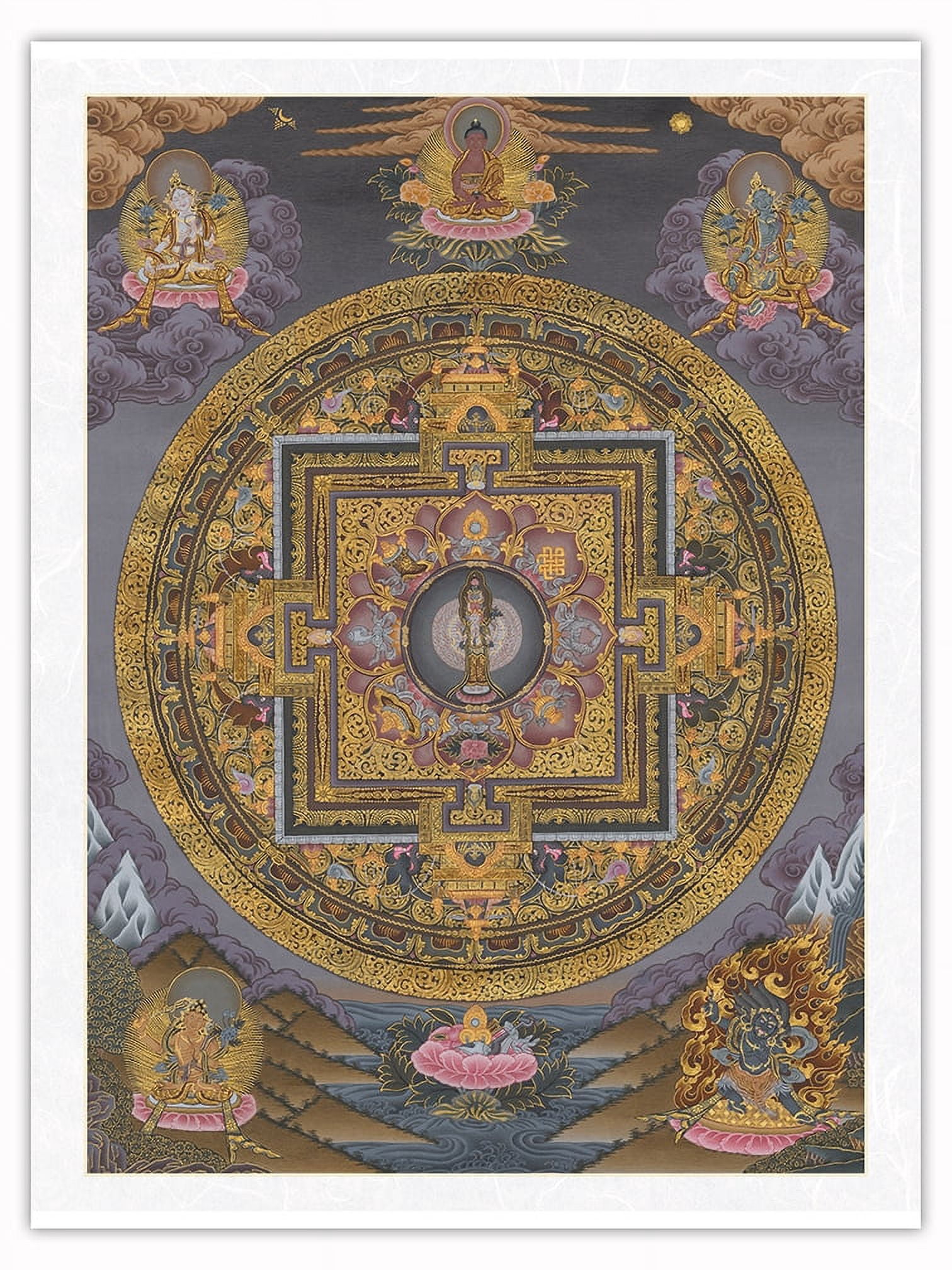 Buddhist Mandala - Vintage Tibetan Thangka Buddhist Painting - Tibet ...