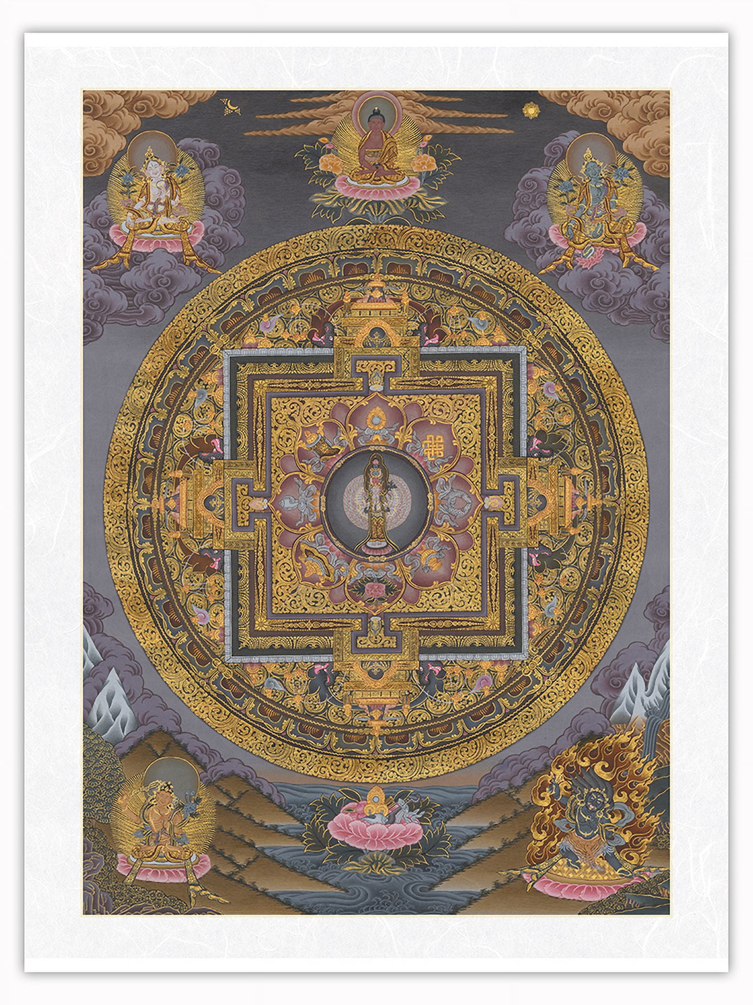 Buddhist Mandala - Vintage Tibetan Thangka Buddhist Painting - Tibet ...
