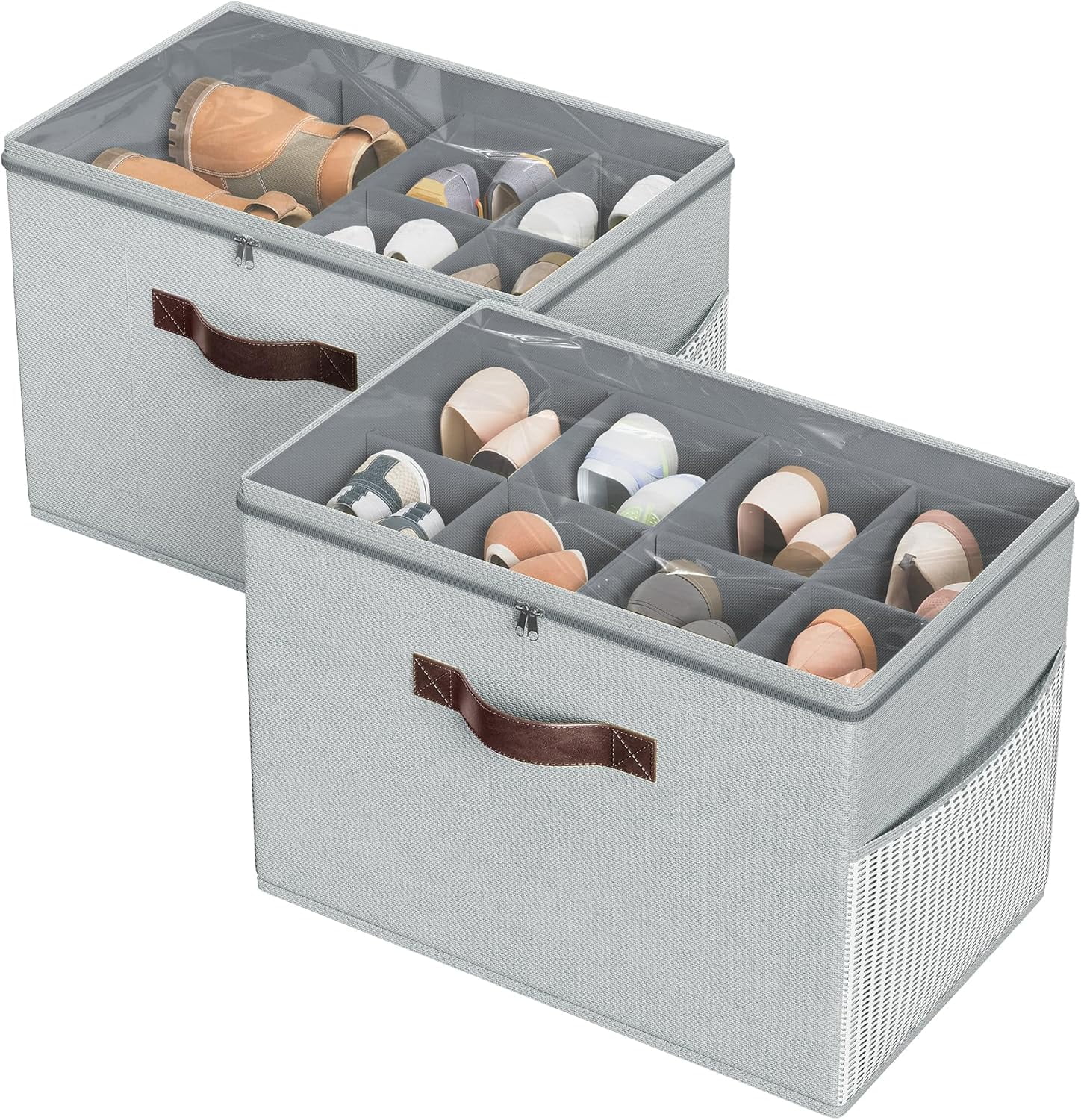 Budding Joy 2 Pack Shoe Organizer for Closet, Clear Foldable Shoe ...