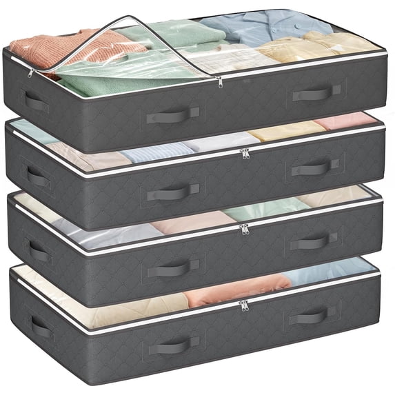 60L Under Bed Storage Containers, Storage Bins with Clear Lids ...