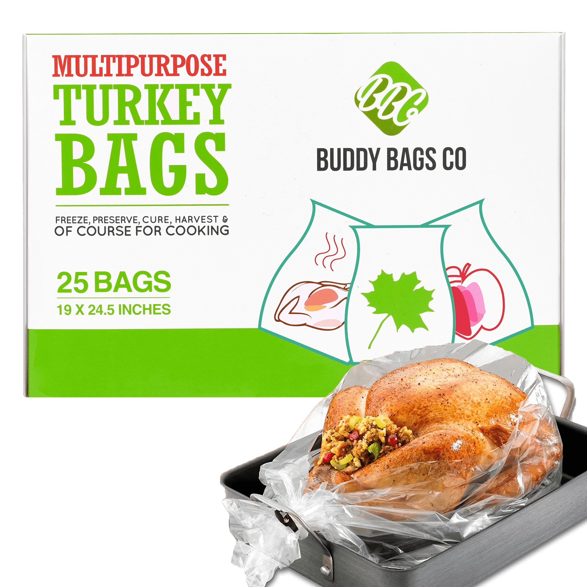 Buddy Bags Extra Large Multipurpose Turkey Oven Bags for Safe Roasted ...