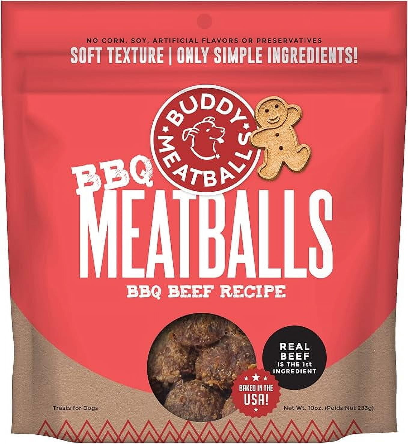 Buddy Biscuits Meaty Meatball Bites with BBQ Beef Chewy Dog Treat ...
