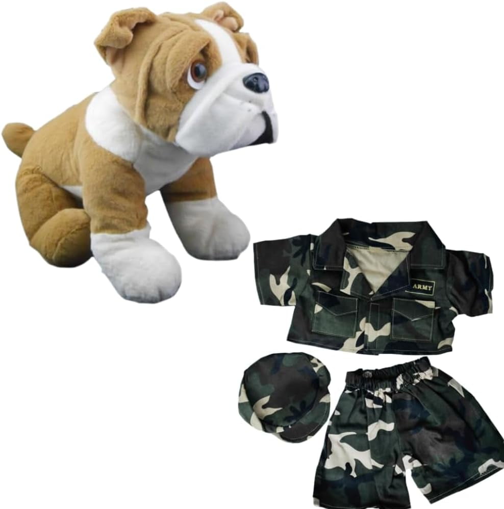 Buddy the Bulldog With 16 inch Army Green Outfit with Cap – March to ...