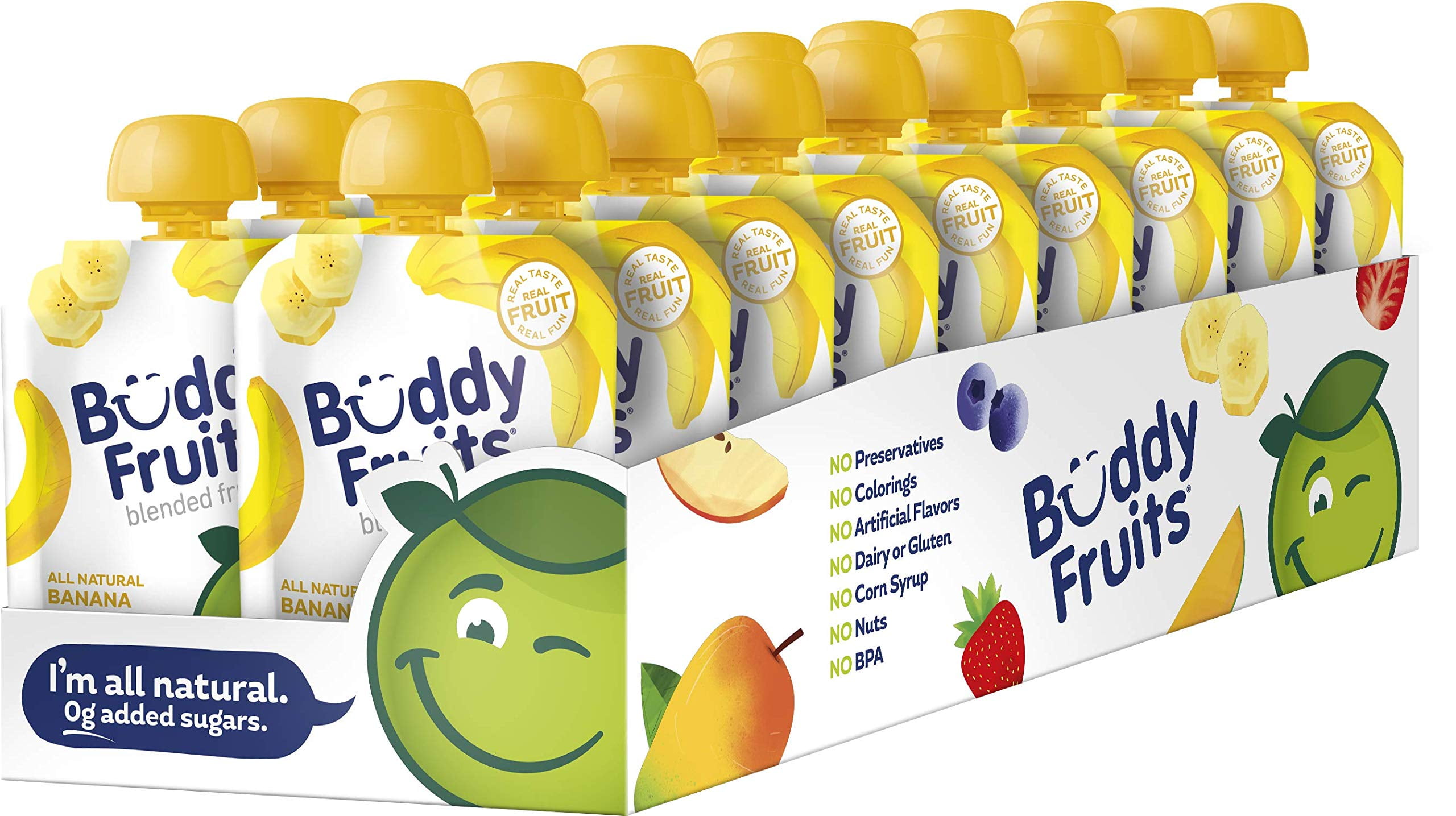 Buddy Fruits Snacks To BCF26 Go Banana Unsweetened Applesauce 3.2oz Pouch (18pk) Gluten-Nut ...