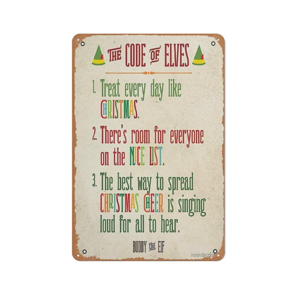 Buddy The Elf! The Code of Elves Vintage Metal Tin Sign Decor Retro ...