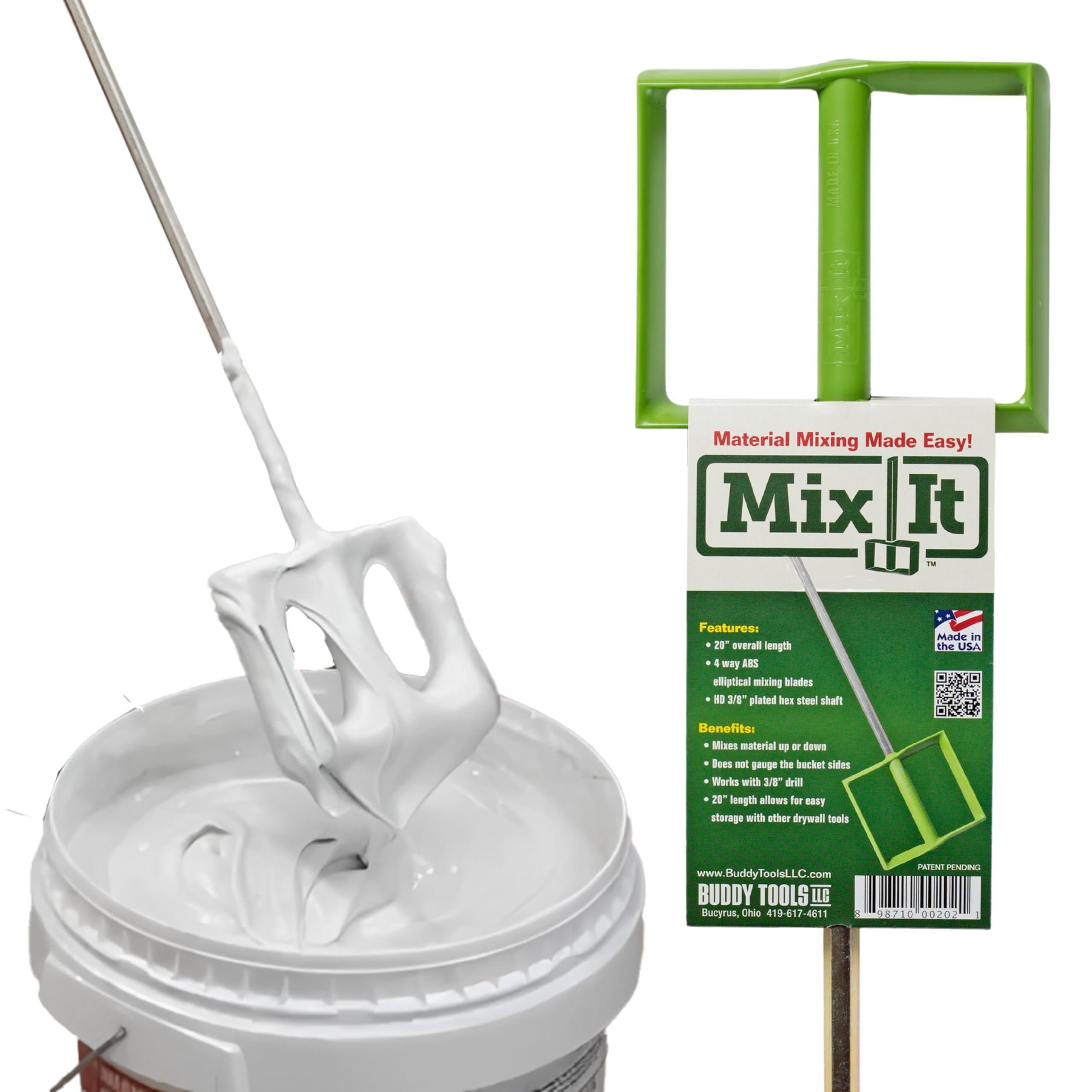 Buddy Tools Mix It Drywall Mud Mixer, Multi Use Paddle Mixer, 20 Inch ...