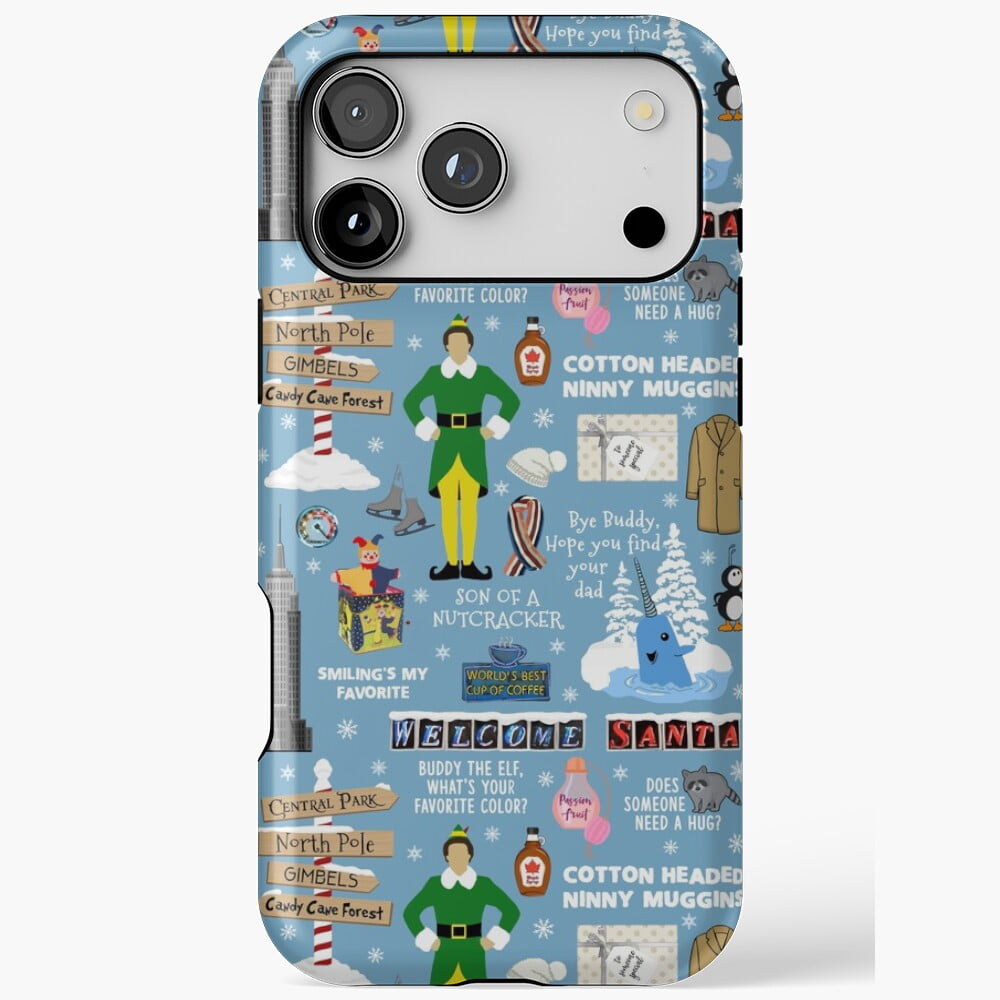 Buddy the Elf Collage Blue Holiday Background for iPhone Case 17 ...