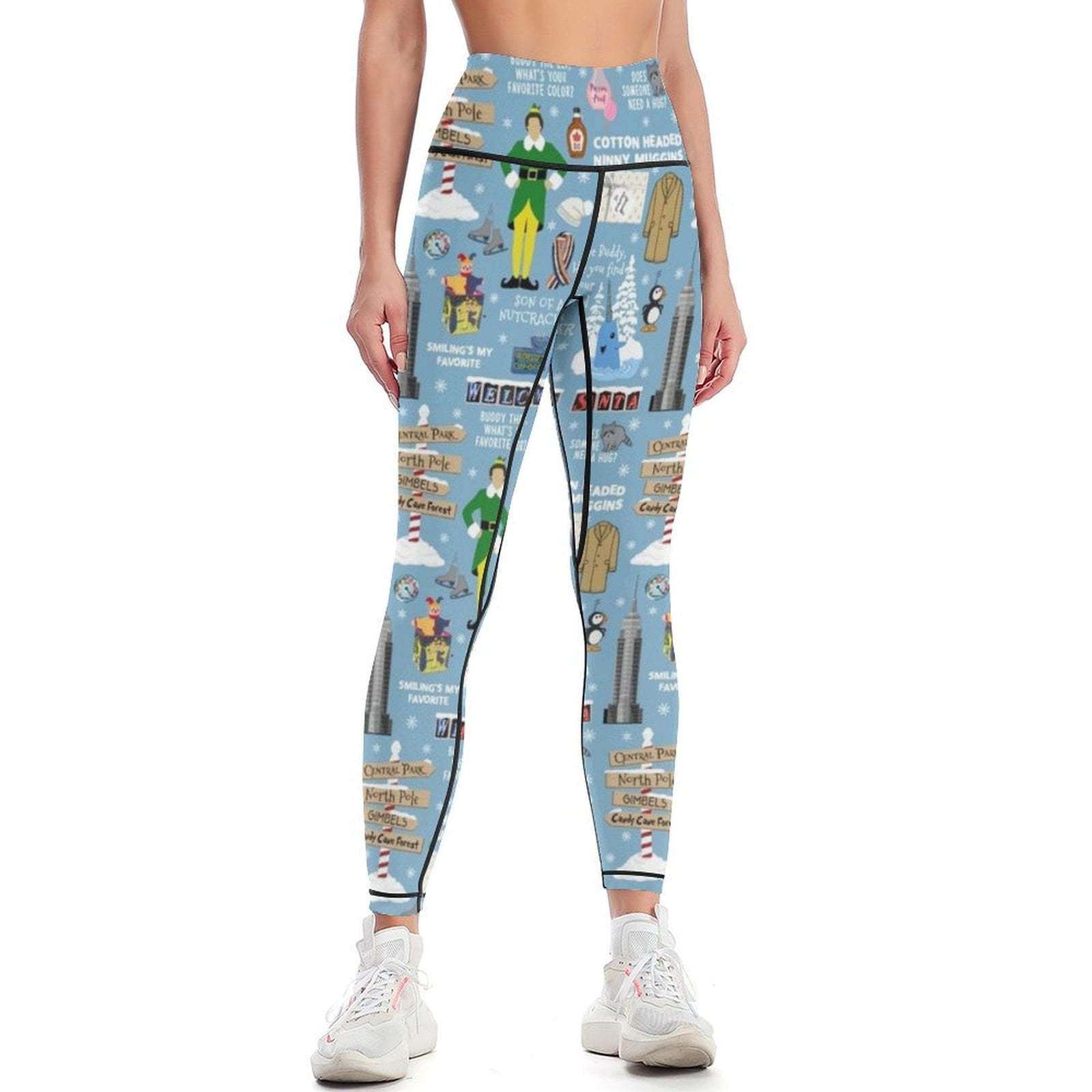 Buddy the Elf collage Blue background Leggings Legging sport Women's ...