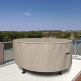 Budge Round Patio Table Cover, Large, 60"x28",Tan Tweed, English Garden ...